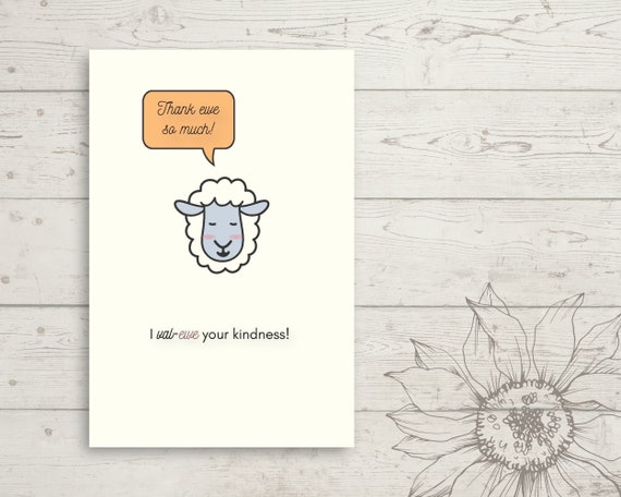 Printable Sheep Thank You Card | Etsy
