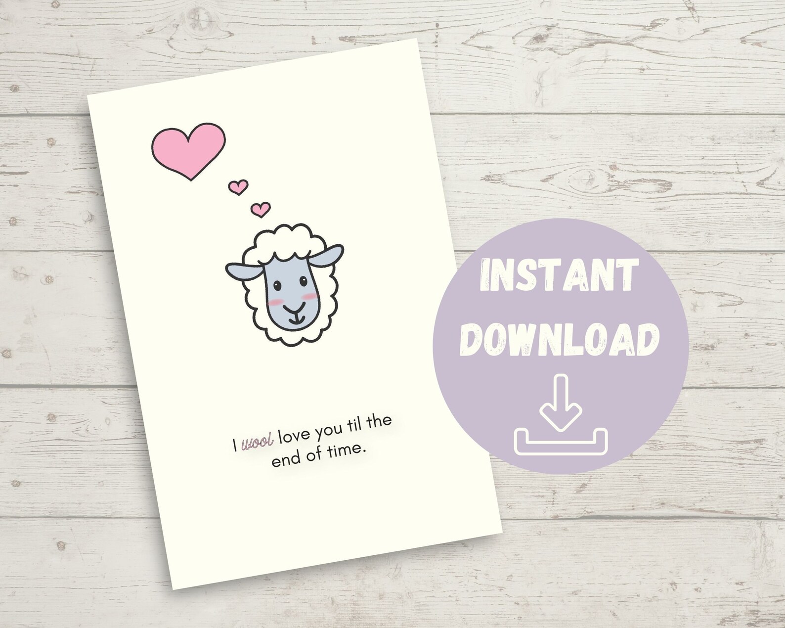 Printable Sheep Love You Card | Etsy