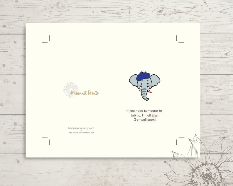 Printable Elephant Get Well Card - Etsy