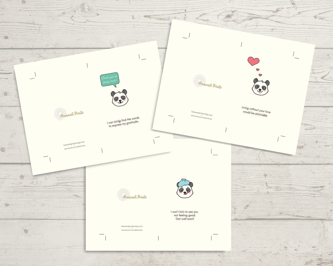 Printable Panda Bear Pun Card Set - Etsy