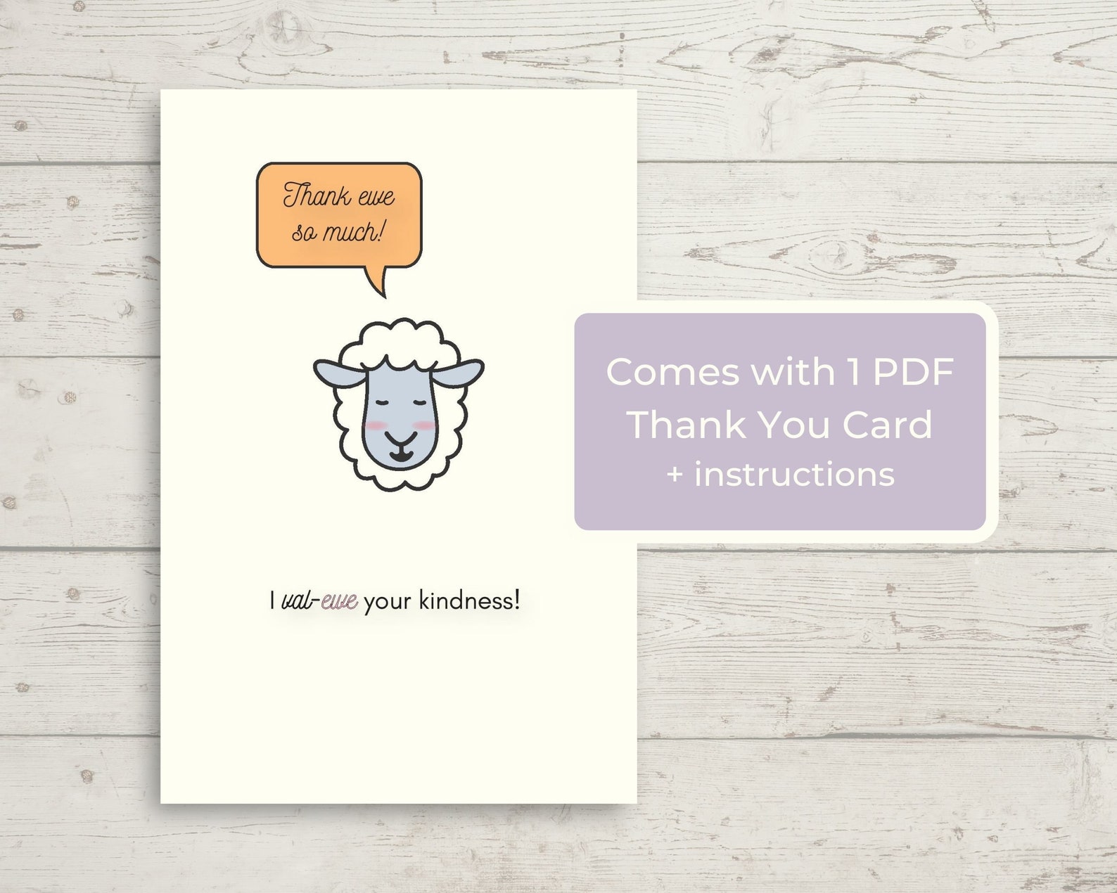 Printable Sheep Thank You Card - Etsy