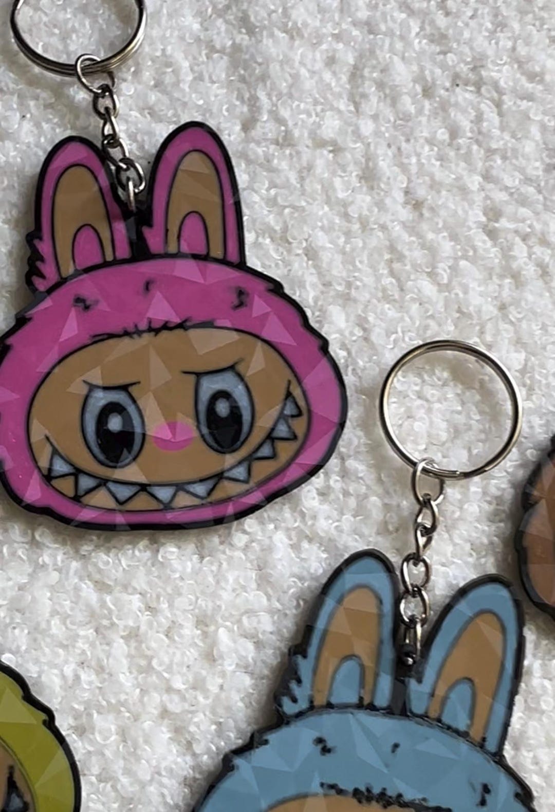 Cute Fluffy Monster Bubu Keychains With Diamond Cut Finish Bag Tags ...