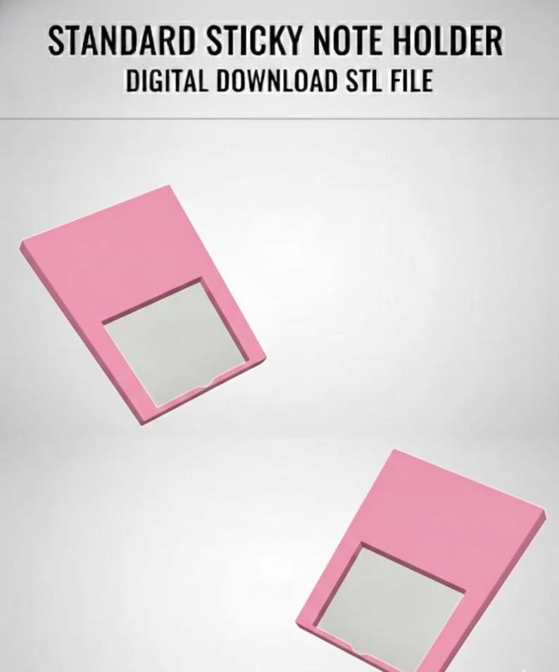Minimalist Sticky Note Holder STL File | 3x3 Post-it Tray (digital ...