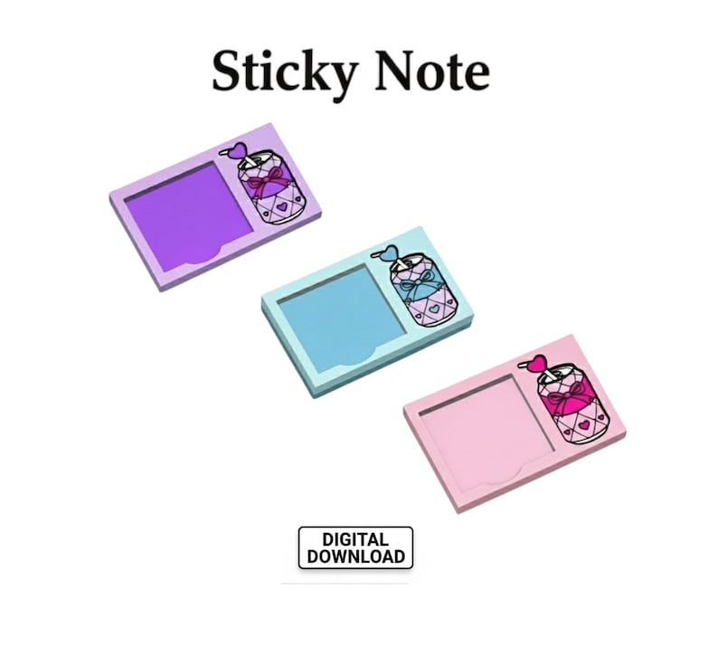 Coquette Soda Sticky Note Holder STL | 3D Print File (digital Download ...