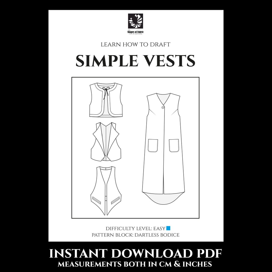 Patternmaking Guide: Simple Vests Instant Download PDF - Etsy
