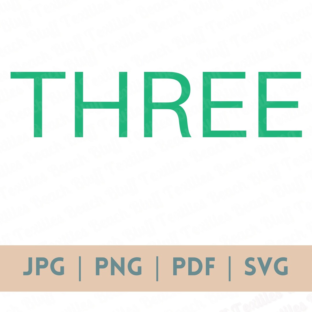 Three Text Clip Art Instant Download Png, Jpg, Svg, Pdf Green Print ...