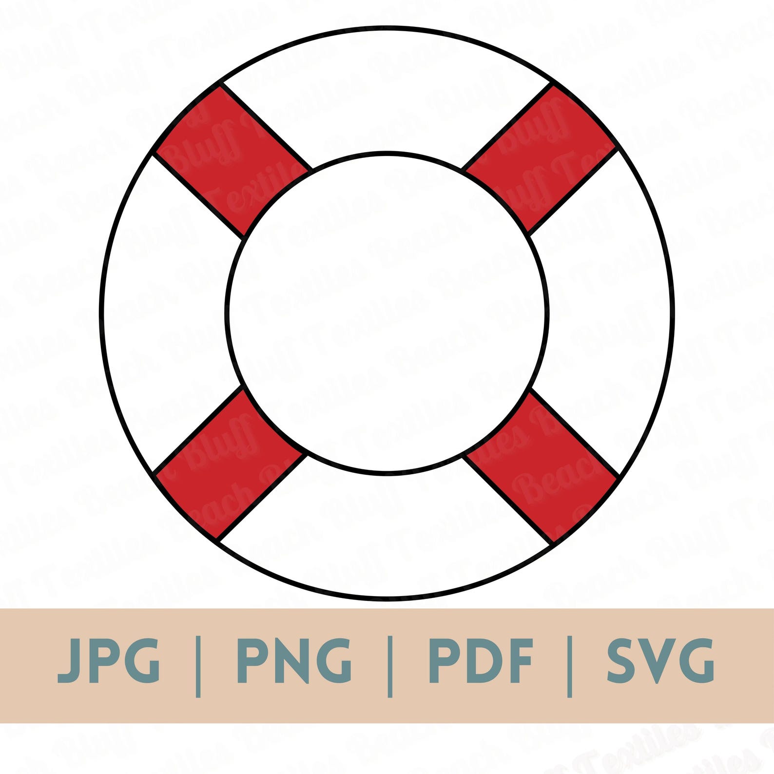 Life Preserver Ring Buoy Digital Download White Red Stripes Png, Jpg ...