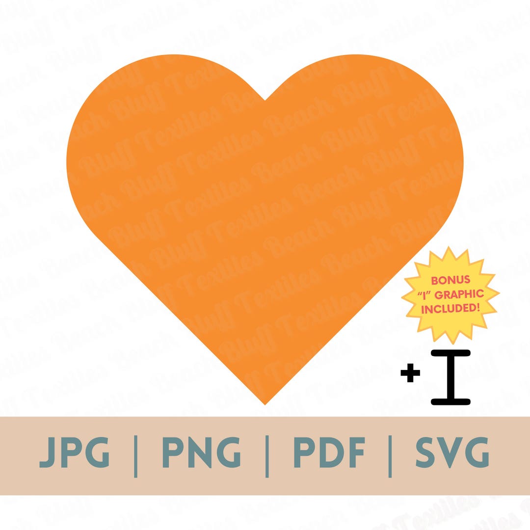 Light Orange “I Heart” Digital Download Png, Jpg, Svg, Pdf (product ...