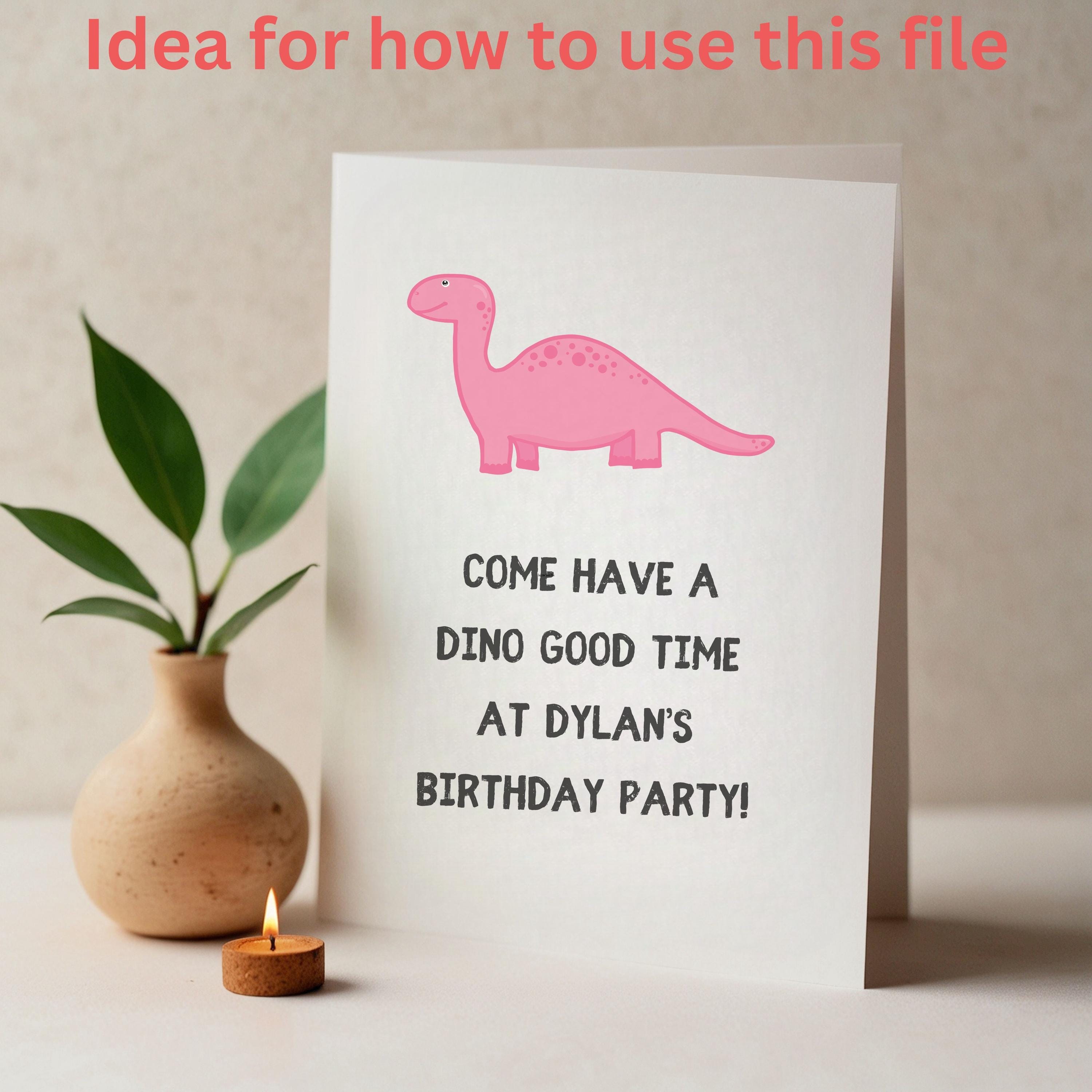 Cute Happy Pink Brontosaurus Dinosaur Cartoon Clipart Graphic Digital ...