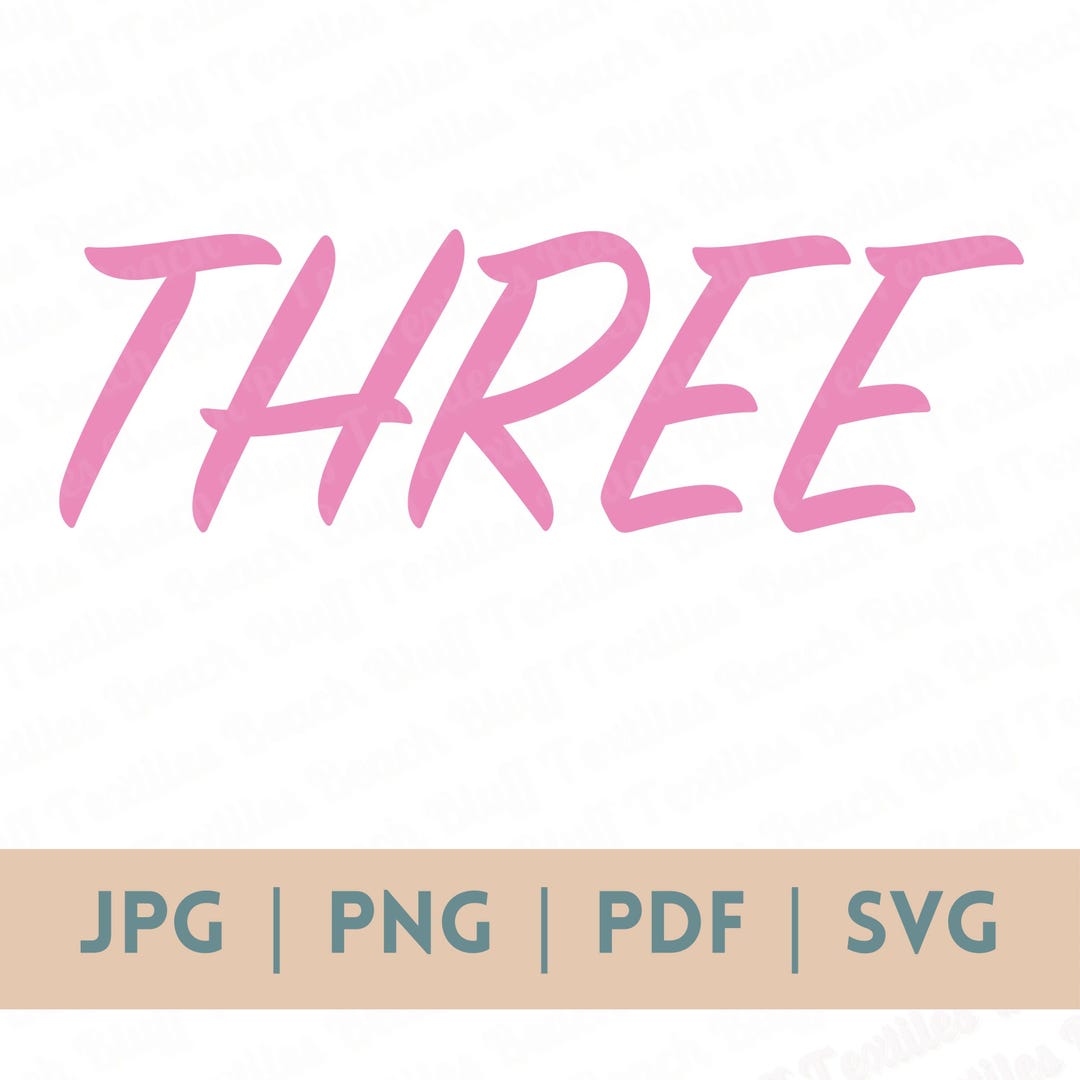 Pink Number Three Clip Art | Invitation Decor (digital Download) - Etsy ...