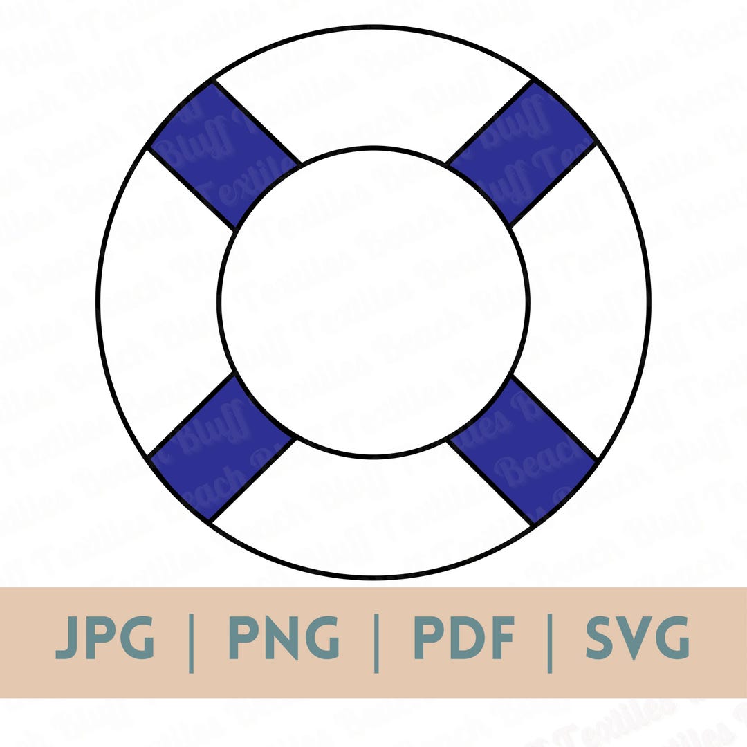Life Preserver Ring Buoy Digital Download White Blue Stripes Png, Jpg ...