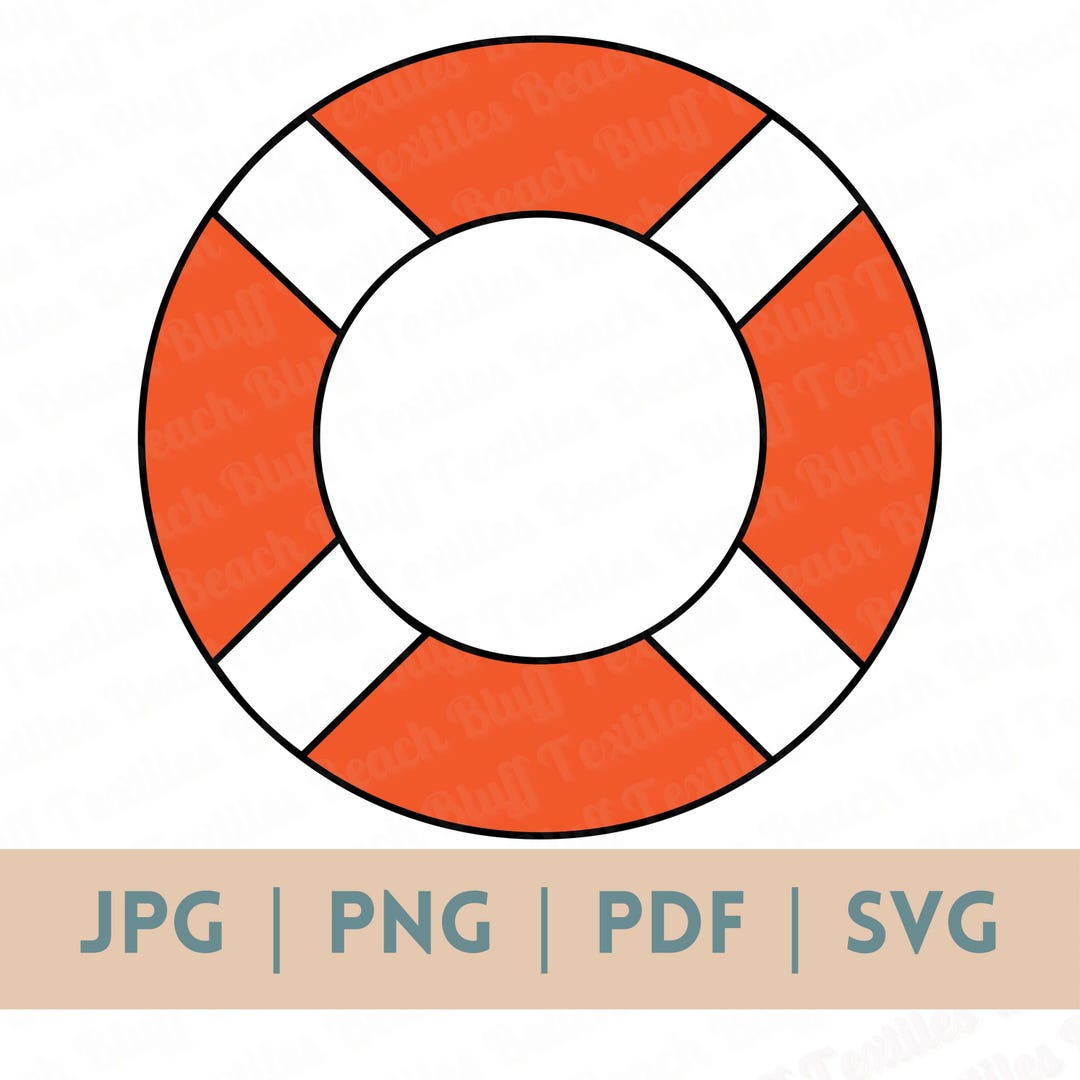 Life Preserver Ring Buoy Digital Download Orange White Stripes Png, Jpg ...