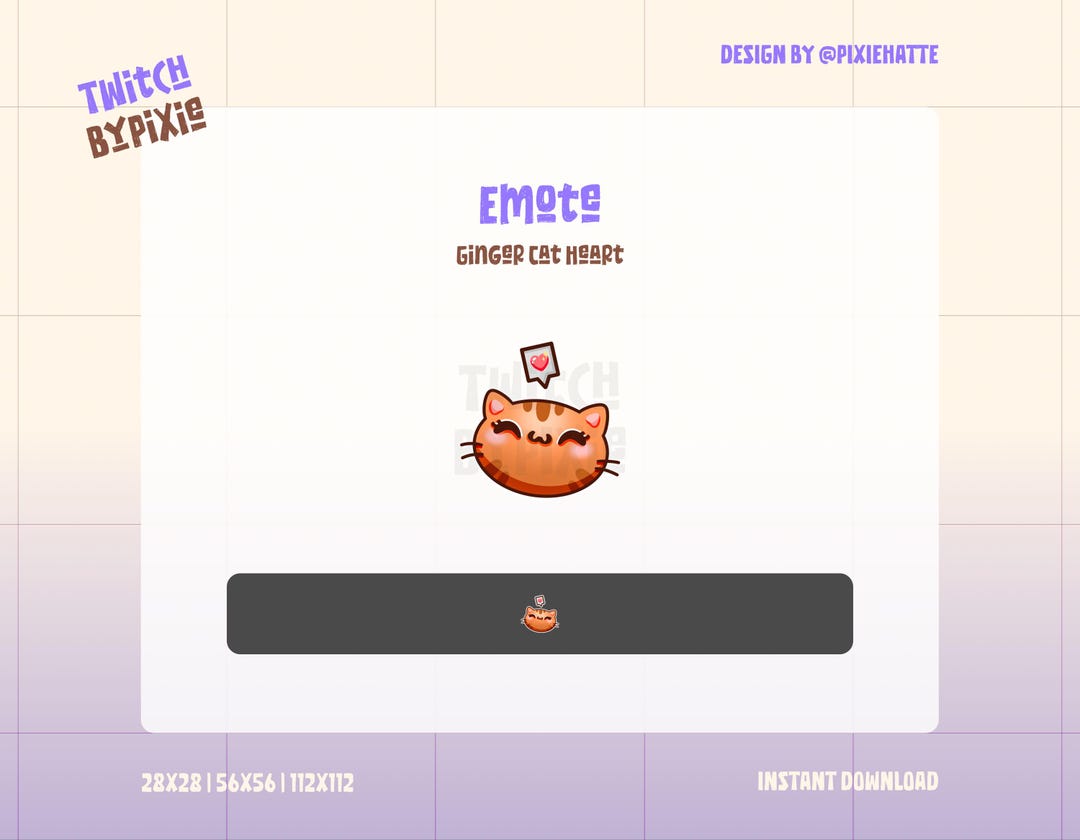 Ginger Cat Heart Emote | Cute Twitch Emote | for Streamers - Etsy