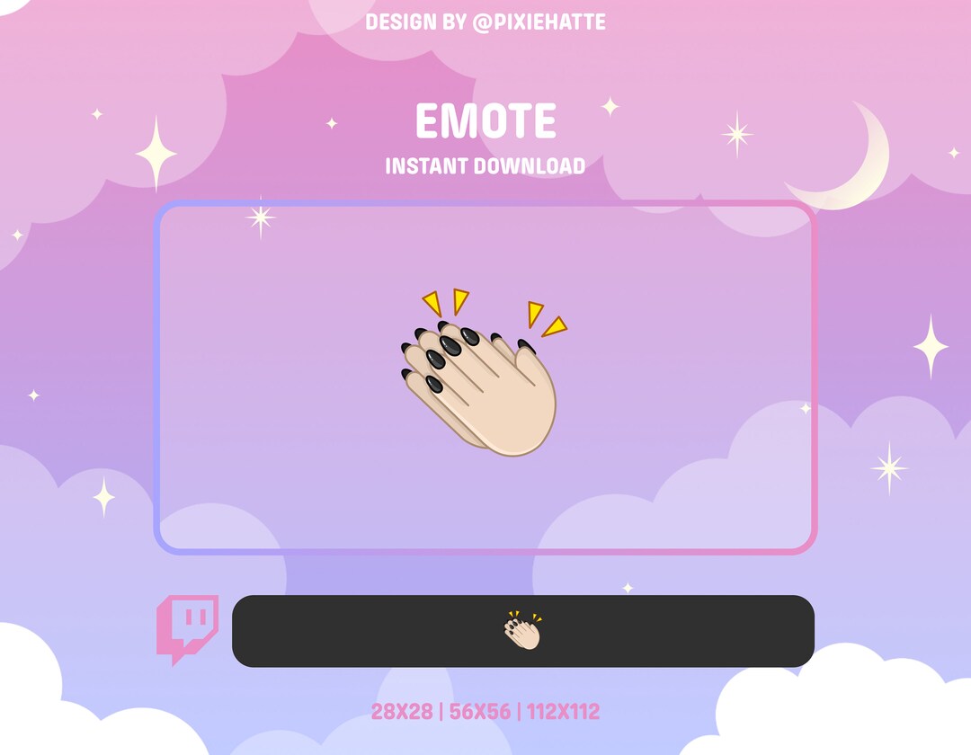 Clap Emote With Black Nails - Fair Skin | Twitch / Discord / Streamer ...