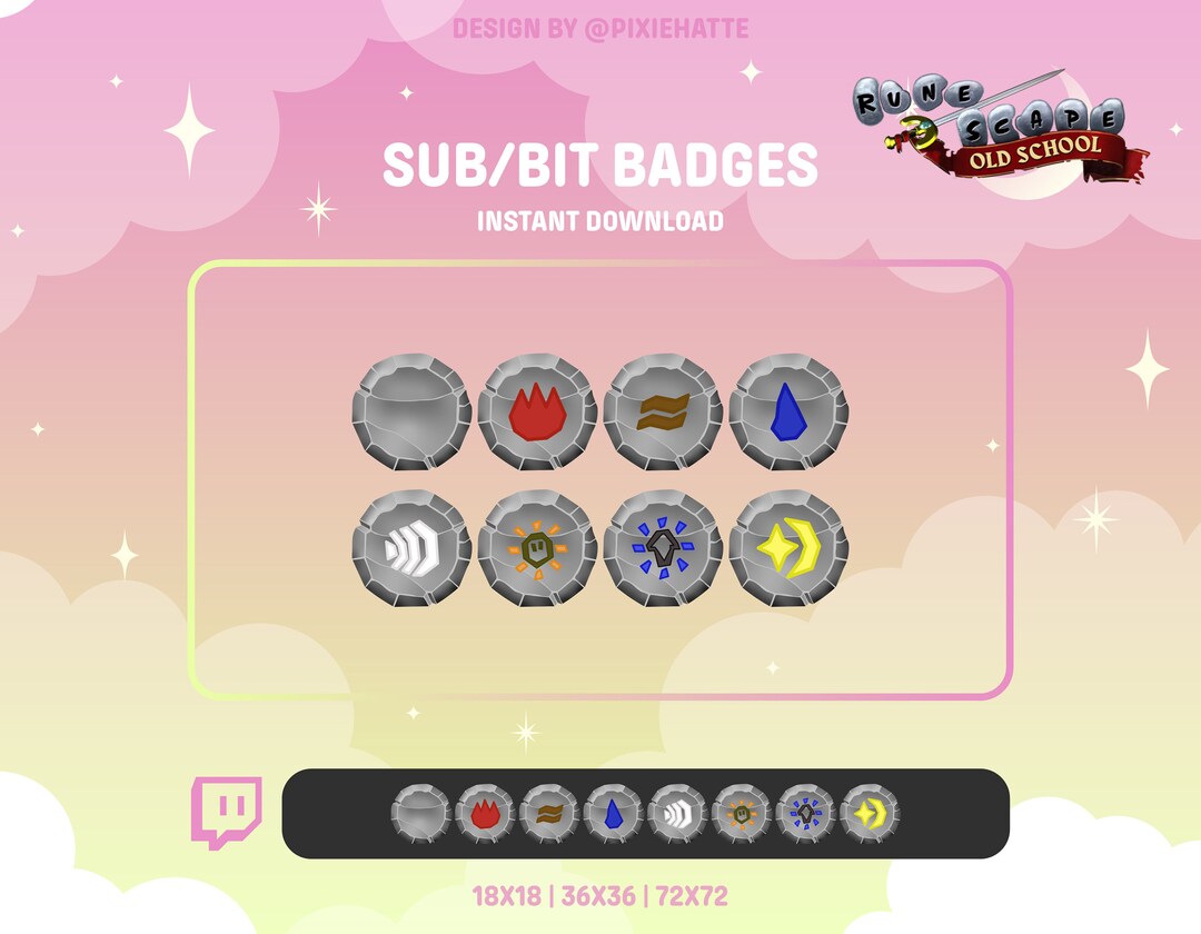 OSRS Rune Badges Pack 1 Oldschool Runescape Badge Twitch Badge Twitch ...
