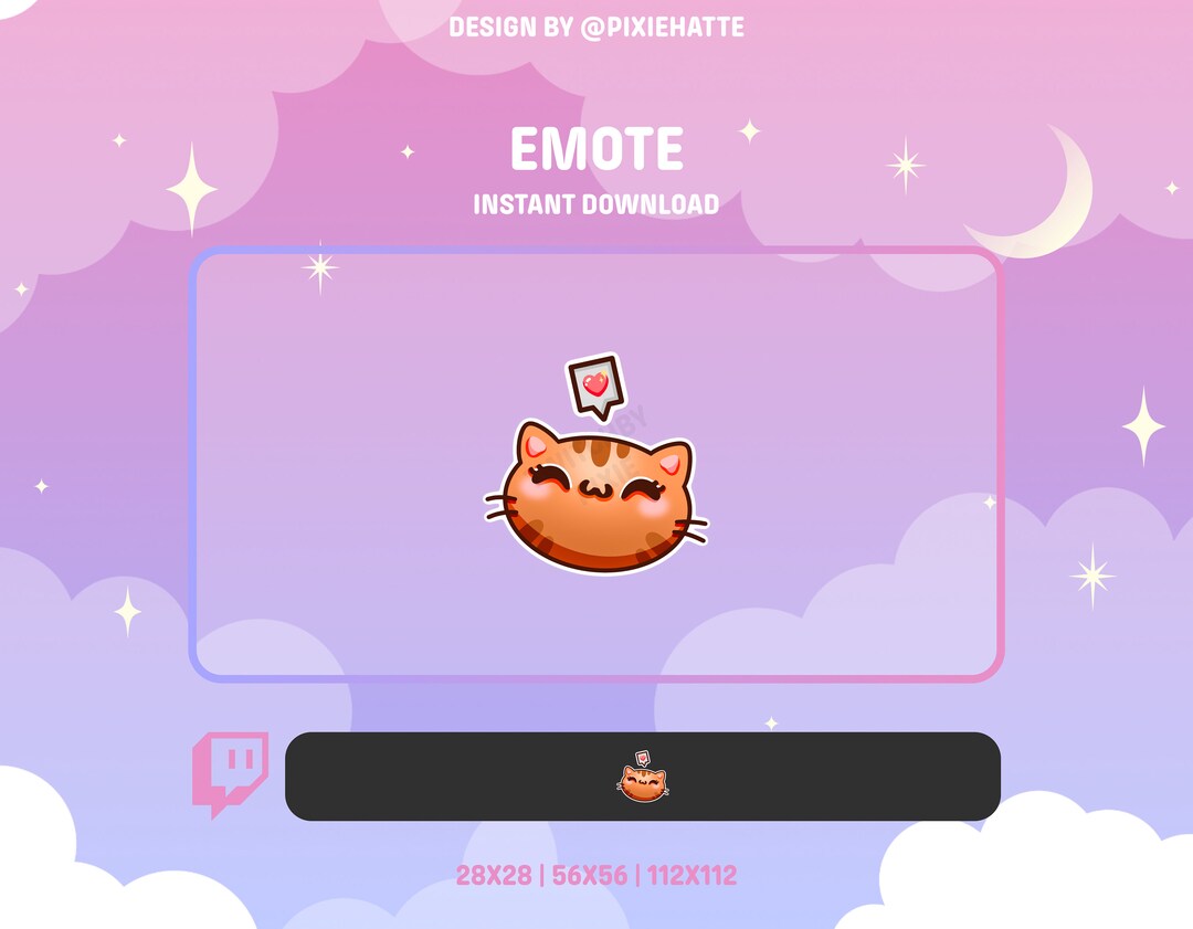 Ginger Cat Love Emote | Twitch Emote | Cute Emote | Kitty | Cat Emote ...