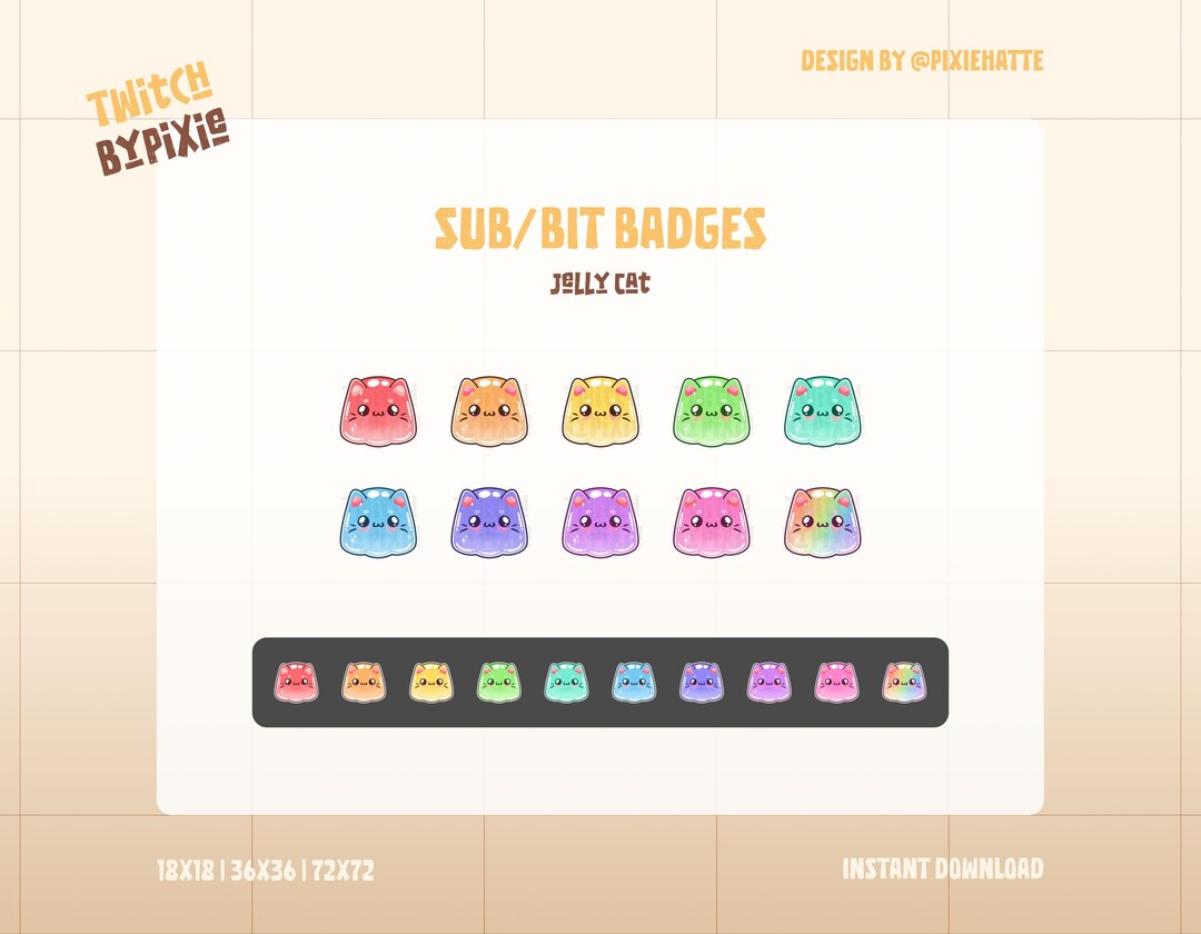 Jelly Cat Sub/bit Badges | Cute Twitch Sub/bit Badges | for Streamers ...