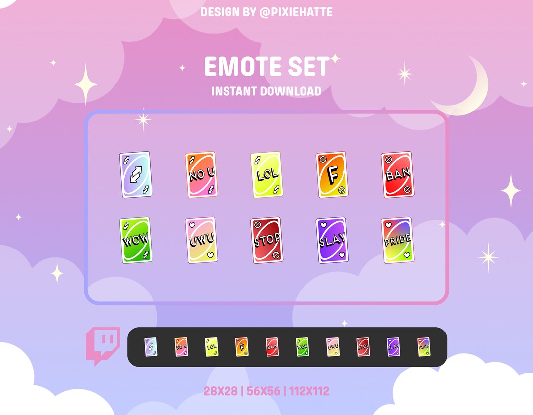 Uno Cards Emote Set / Twitch Emote Set / Twitch / Streamer / Cute - Etsy