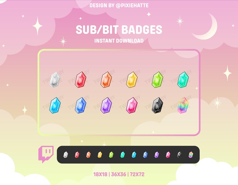 Gem Badges | Twitch Badge | Bit Badge | Cute Gem Badges | Gems | Twitch ...