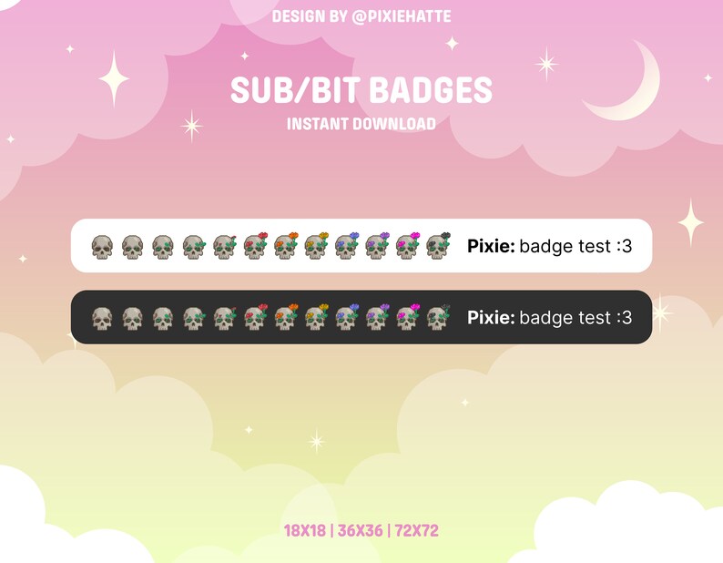 Skull Sub/bit Badges | Pixel Badge | Twitch Badge | Bit Badge | Cute ...