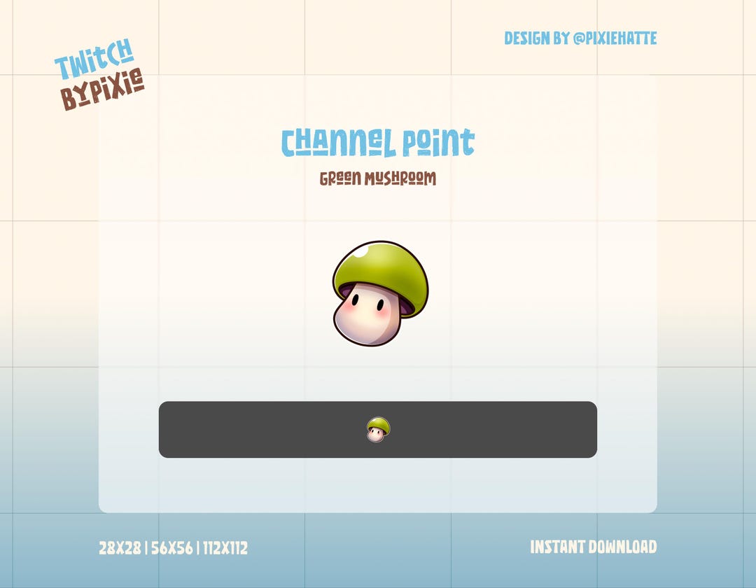 Green Mushroom Channel Point Badge | Cute Twitch Channel Point Badge ...