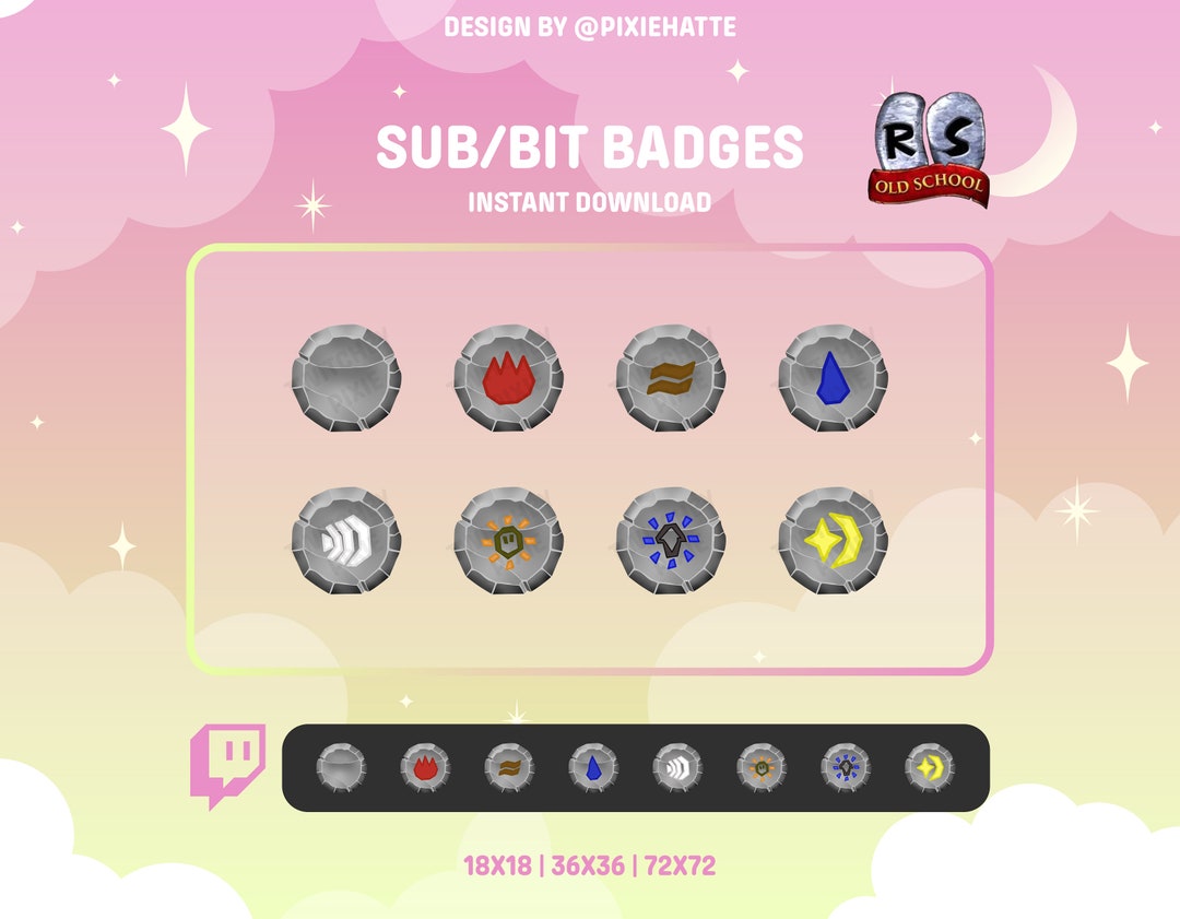 OSRS Rune Badges Pack 1 | Oldschool Runescape | Badge | Twitch Badge ...