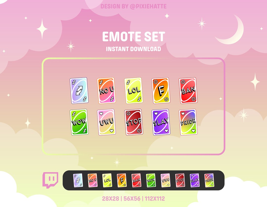 Uno Cards Emote Set / Twitch Emote Set / Twitch / Streamer / Cute - Etsy