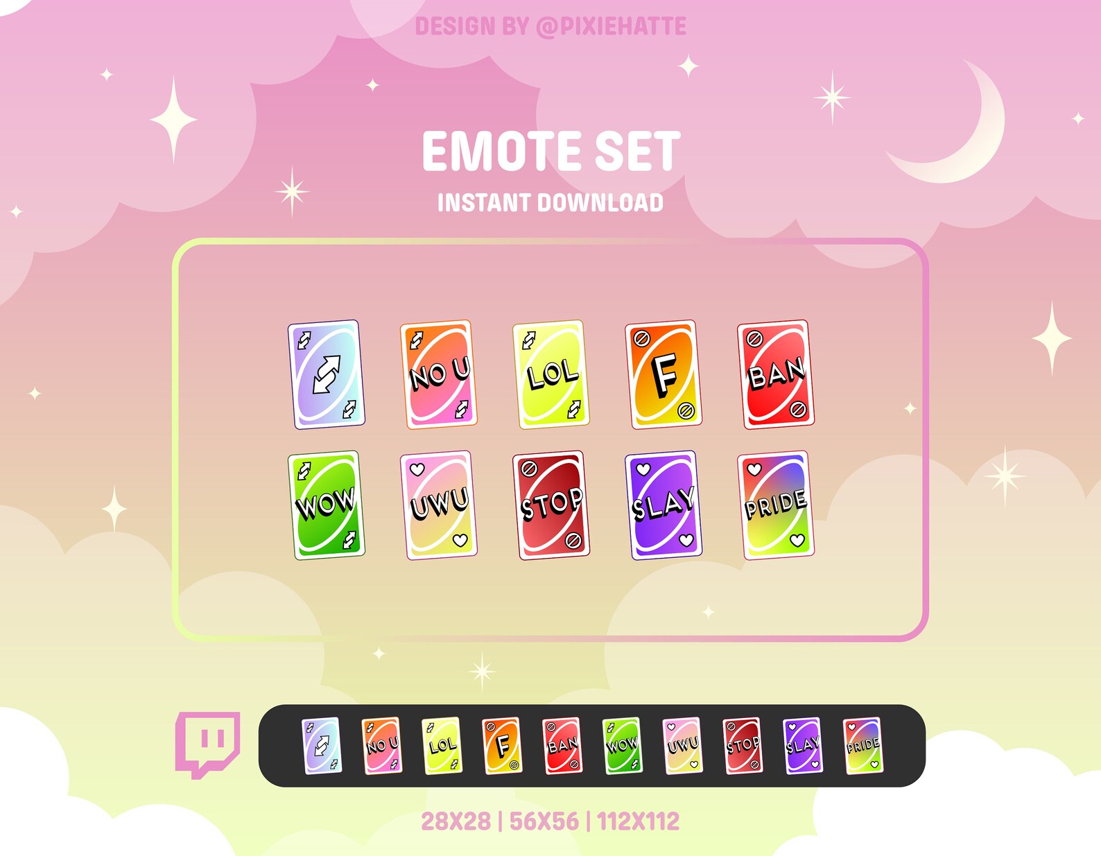 Uno Cards Emote Set / Twitch Emote Set / Twitch / Streamer / Cute - Etsy