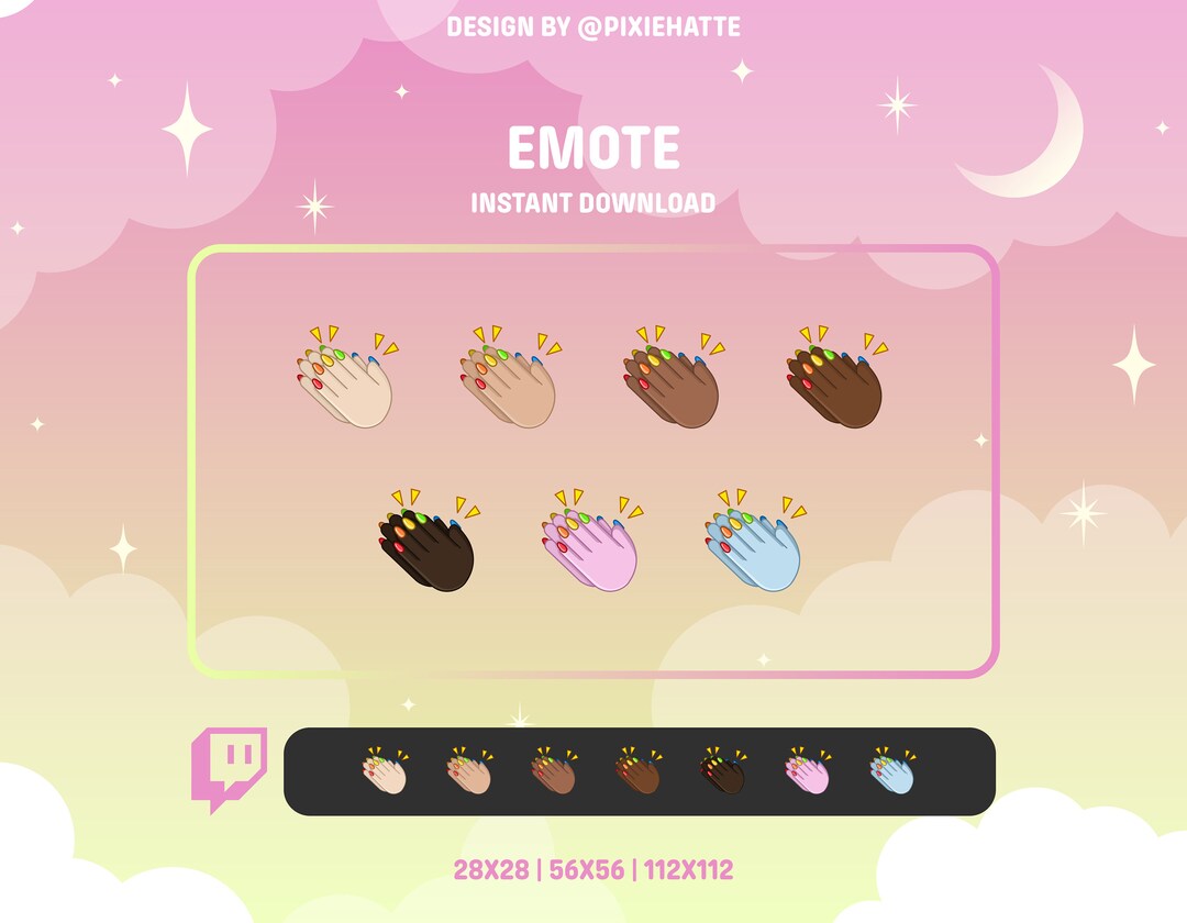 Clap Emote With Rainbow Nails Twitch / Discord / Streamer / Cute - Etsy
