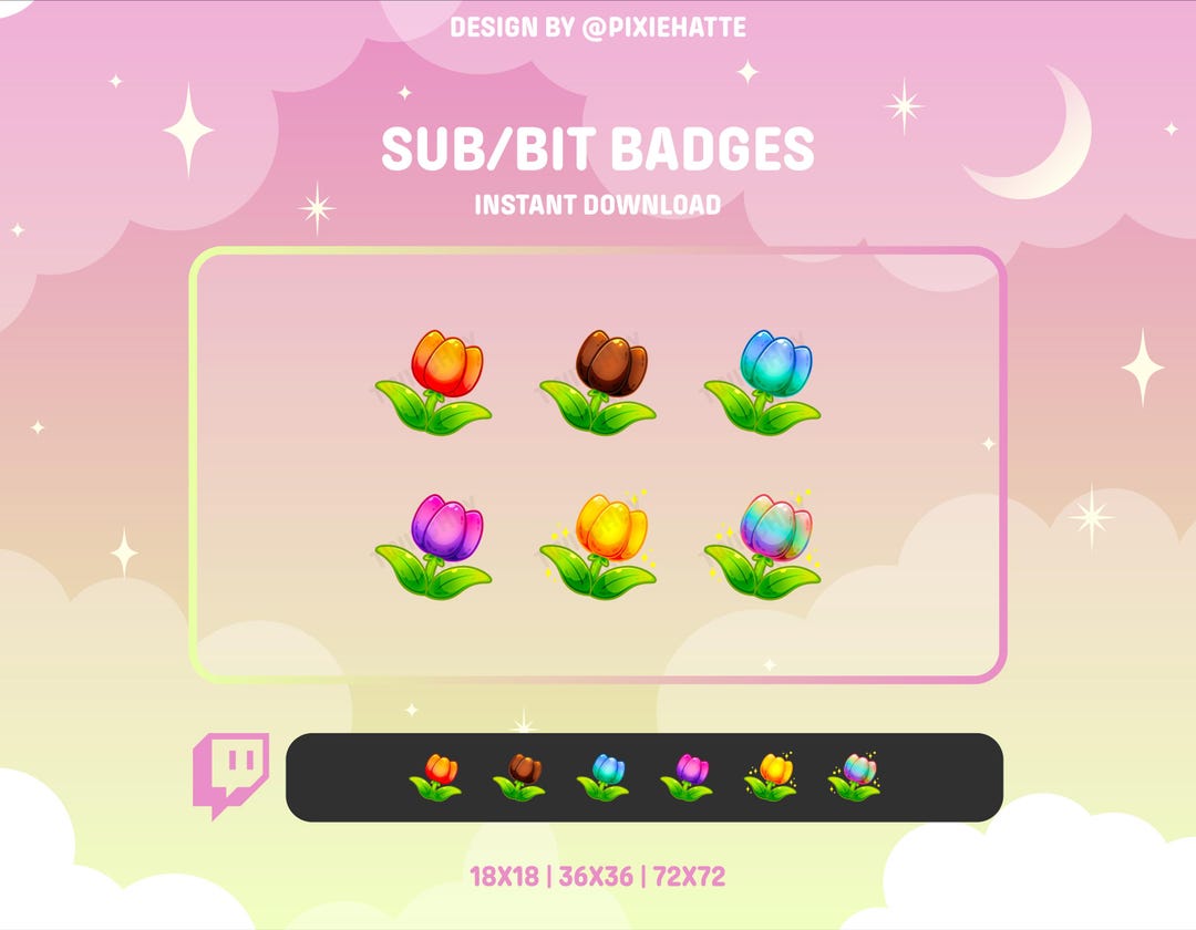 Tulip Badges | Twitch Badge | Bit Badge | Cute | Tulips | Flower Badges ...