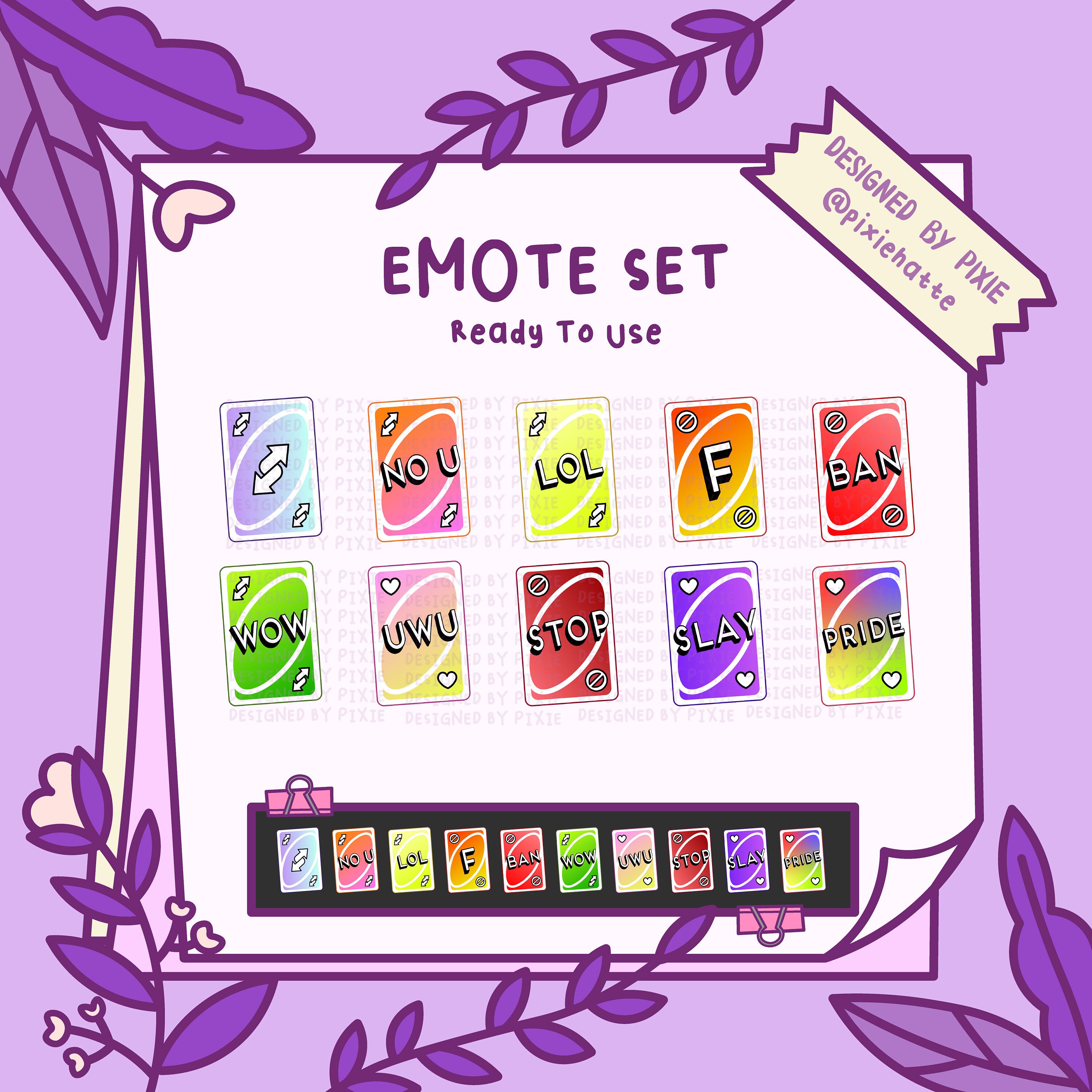 Uno Cards Emote Set / Twitch Emote Set / Twitch / Streamer / - Etsy