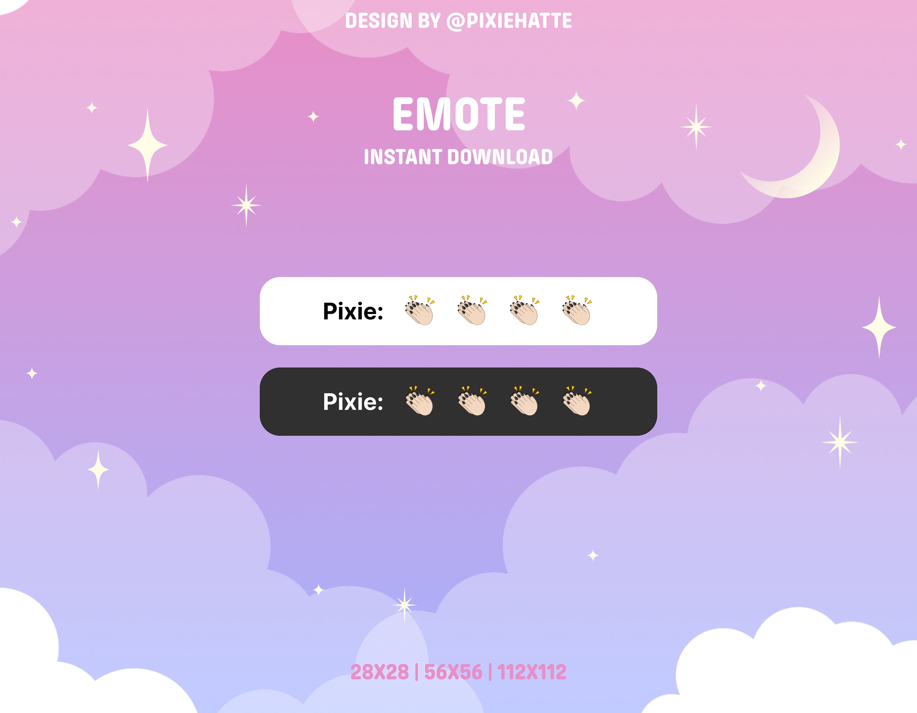 Clap Emote With Black Nails - Fair Skin | Twitch / Discord / Streamer ...