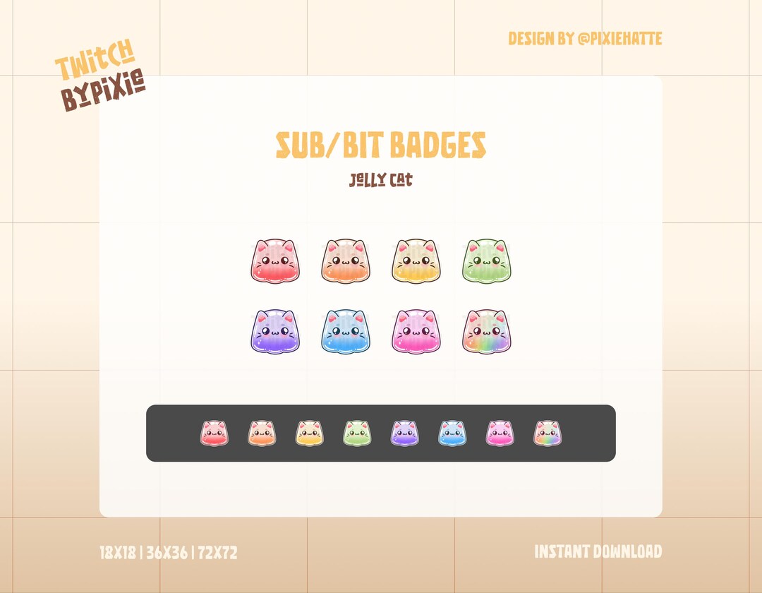 Emblemas de Sub/Bit de Gato de Gelatina Pastel | Emblemas Fofos de Sub ...