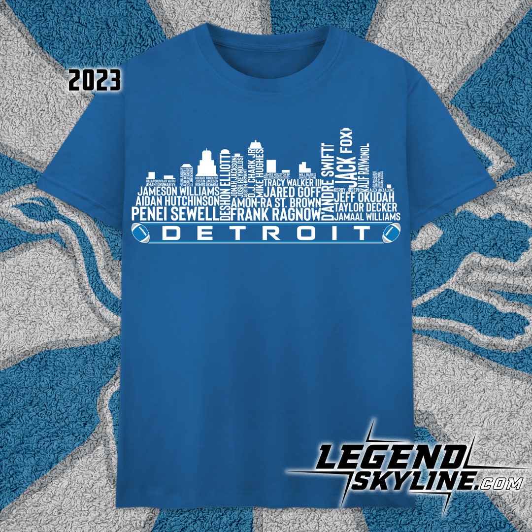 Detroit L Football Team 23 Player Roster, Detroit City Skyline Shirt - Etsy