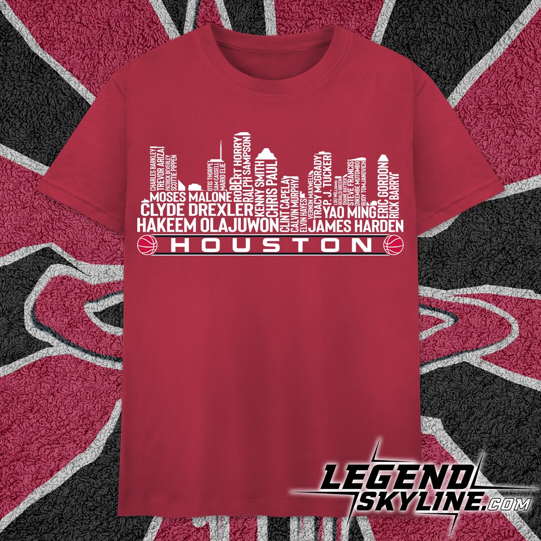 Houston Basketball Team All Time Legends, Houston City Skyline Shirt - Etsy