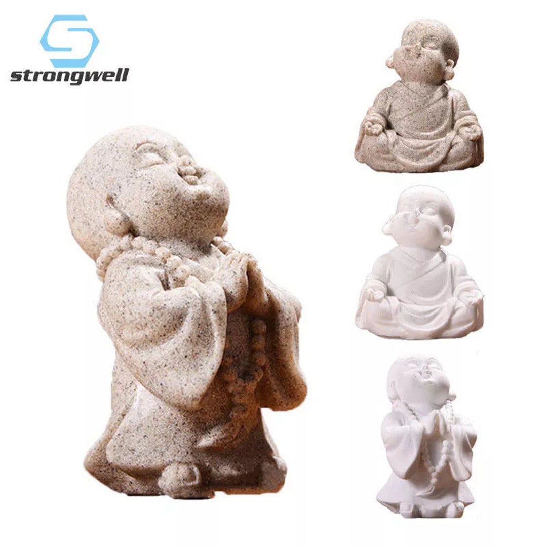 Strongwell Cute Little Monk Statue Sandstone Adorable Chinese Buddha ...