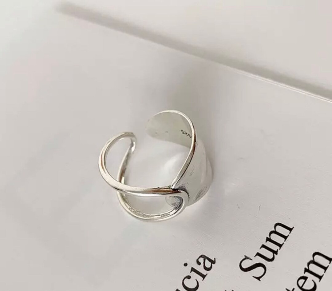 Open Finger Ring Sterling Silver Geometric Ring Adjustable - Etsy