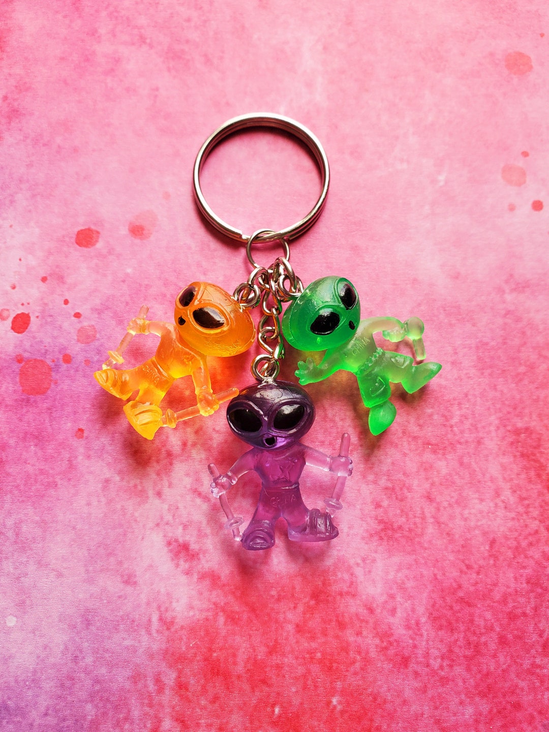Alien Keychain, Mini Aliens, Outerspace Gift, Colorful Alien Keychain ...
