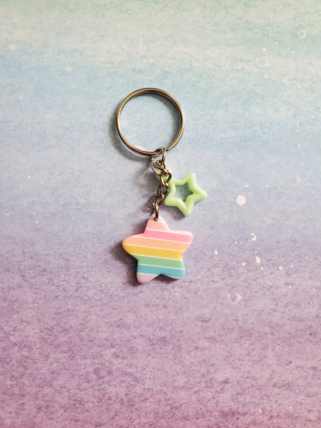 Rainbow Star Keychain, Cute Star Zipper Pull, Rainbow Charm, Pastel ...