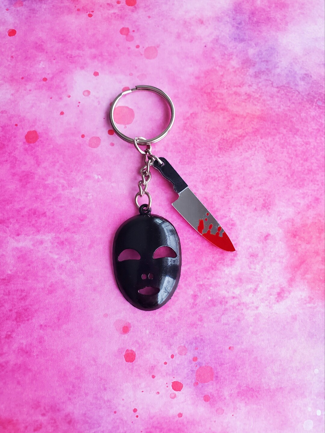 Creepy Keychain, Macabre Keyring, Serial Killer Gift, Black Mask ...