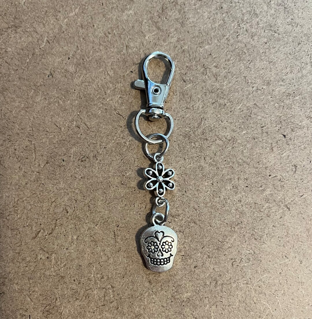 Sugar Skull Zipper Pull Skull Backpack Charm Cute Gift for - Etsy