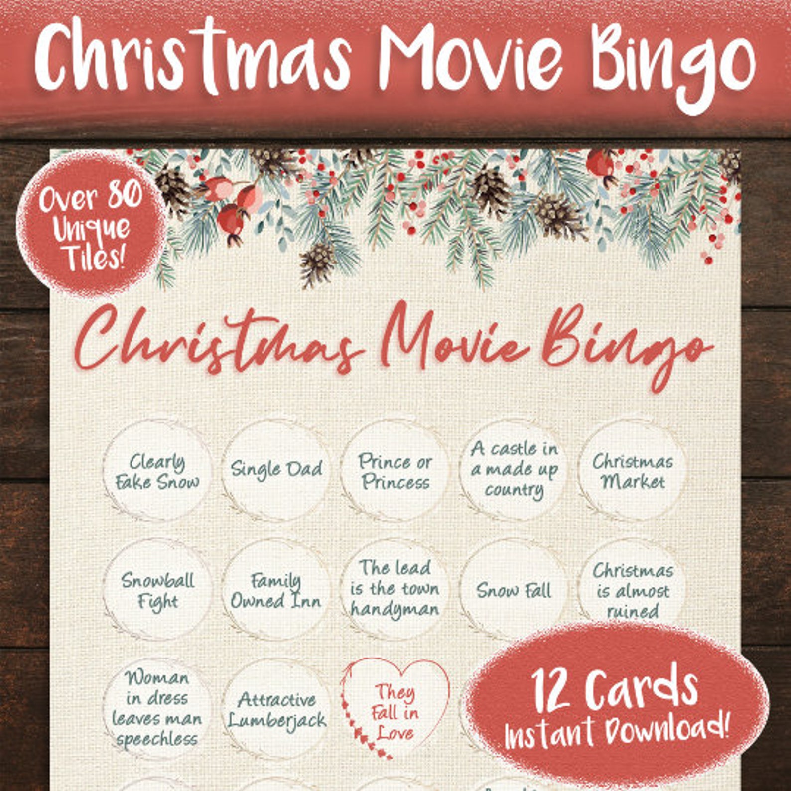 Christmas Movie Bingo Game for All Cheesy Made for TV - Etsy
