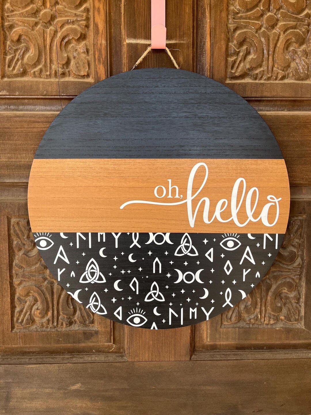 Witchy Door Hanger – Spiritual Front Door Sign – Pagan Welcome Round ...