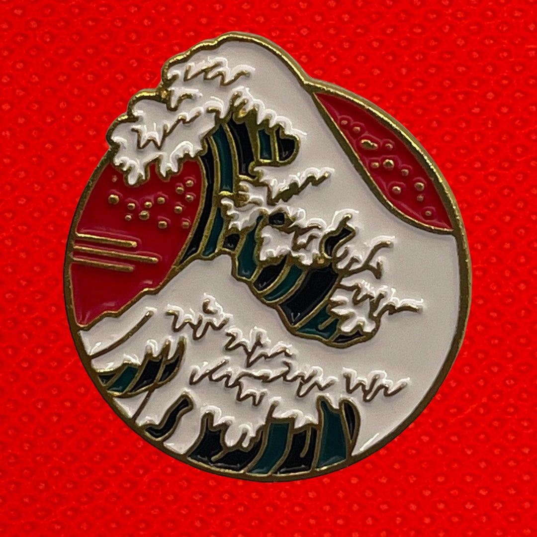 Ocean Japanese Art Surfer Pin - Etsy