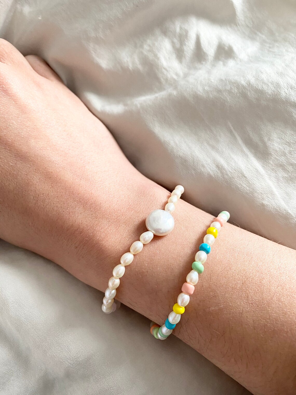 Colourful Beaded Pearl Bracelet With Freshwater Pearls personalised ...