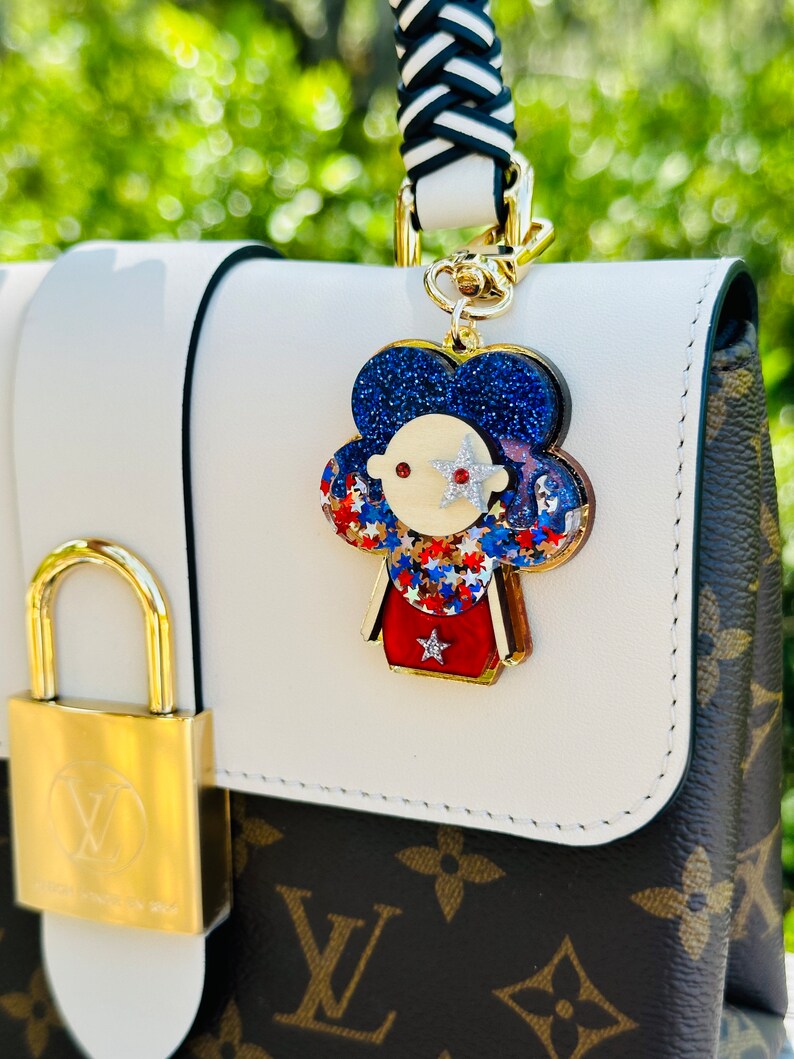 Luxury Patriotic Bag Charm/usa Flag Purse Charm/red, White & Blue Bag ...