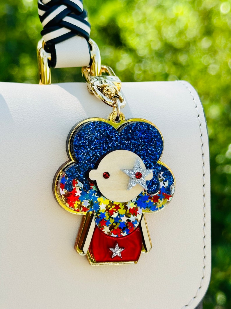 Luxury Patriotic Bag Charm/usa Flag Purse Charm/red, White & Blue Bag ...