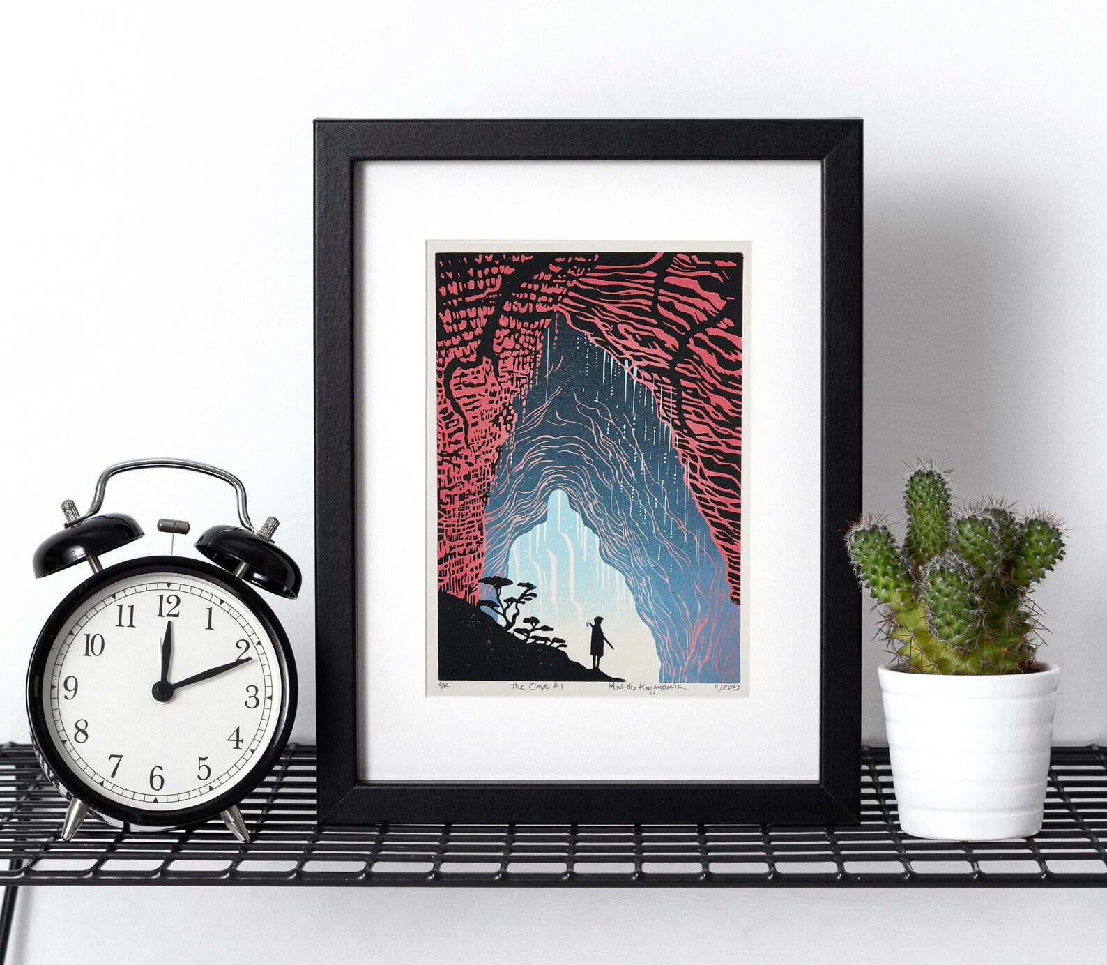 Waterfall and Cave Series 1 Original Linocut Relief Block Print Wall ...