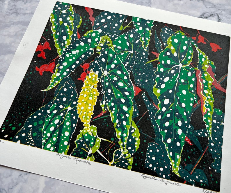 Handmade Begonia Print | Floral Wall Art | Gift for Mom | Original ...