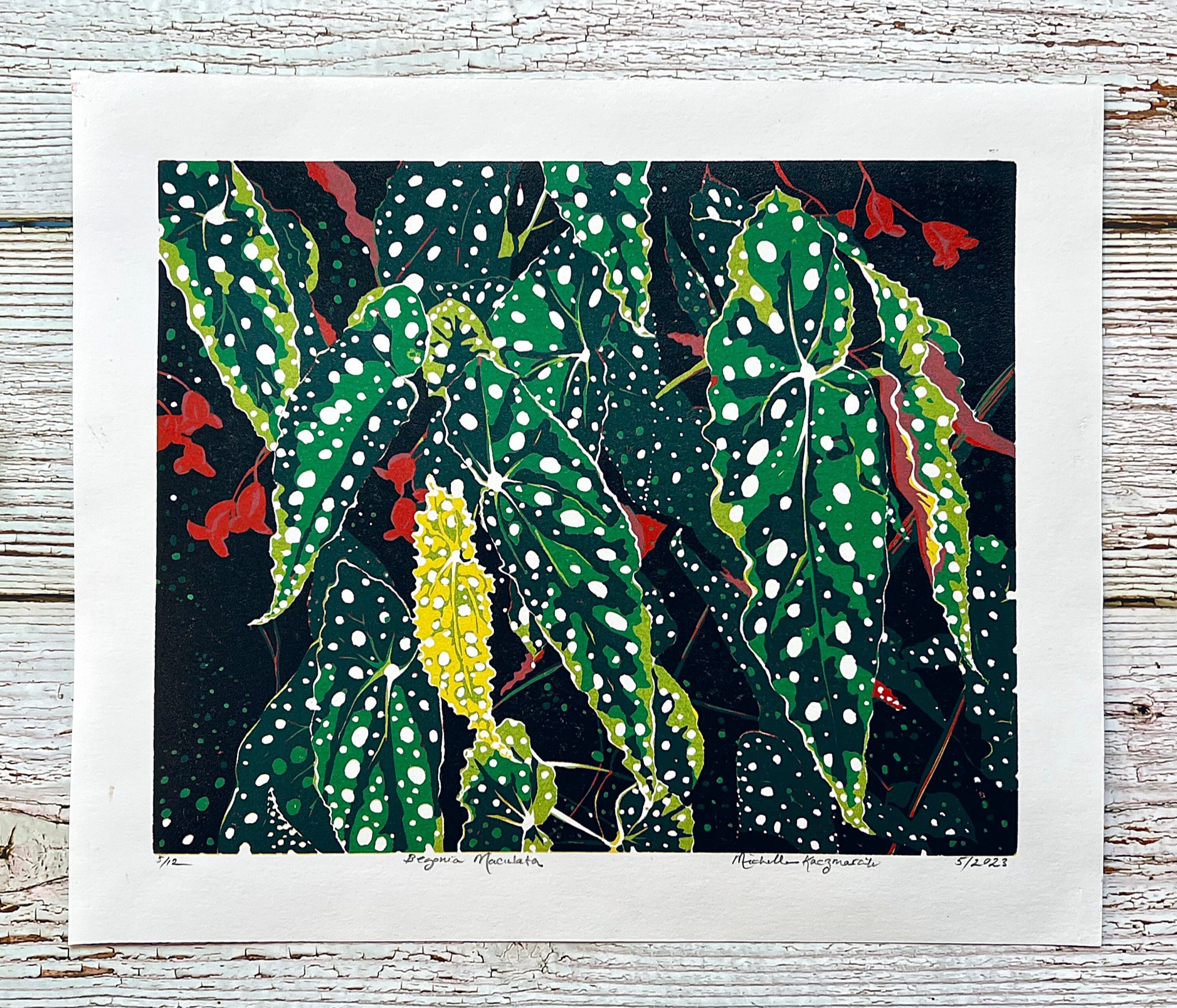 Handmade Begonia Print | Floral Wall Art | Gift for Mom | Original ...